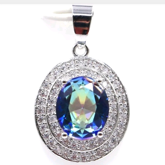 Jewelry | New Rainbow Violet Topaz Cz Sterling Silver Pendant | Poshmark